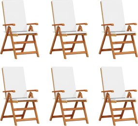 Zahradní křeslo 6 ks Hnědá a bílá Pevné teakové dřevo 3375770