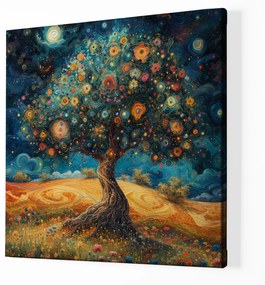 Obraz na plátně - Strom života Gogh vesmírný FeelHappy.cz Velikost obrazu: 80 x 80 cm