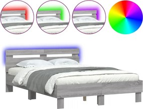 Rám postele s čelem a LED osvětlením šedý sonoma 135 x 190 cm 3207572