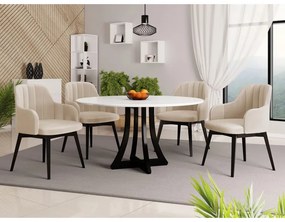 Kulatý stůl Dagerto FI 120 se 4 židlemi ST105 05, Barva:: Baloo 2074, Barva: bílý lesk / černý lesk