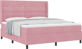 Postel s boxspringem s čelo Růžová 180 x 200 cm samet 3342025