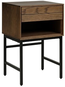 OnaDnes -20% Tmavě hnědý dubový odkládací stolek Unique Furniture Modica 45 x 40 cm