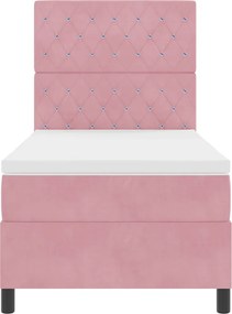 Postel s boxspringem s matrací s čelo Růžová 100 x 200 cm samet 3339751