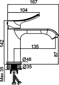 Sapho Sapho, SUGA stojánková umyvadlová baterie bez výpusti, chrom, TJ002