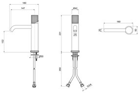 Sapho Sapho, ULTRATAP stojánková umyvadlová baterie bez výpusti, zlato mat, UT004TG