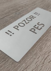 Cedule pozor pes nerez Provedení: Bez otvoru pro uchycení - K lepení, Velikost (šířka): 18 cm