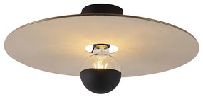 Stropní lampa černá s plochým stínítkem taupe 45 cm - Combi