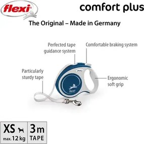 Flexi Comfort Plus XS modré / Vodítko / pásek 3 m / samonavíjecí / do