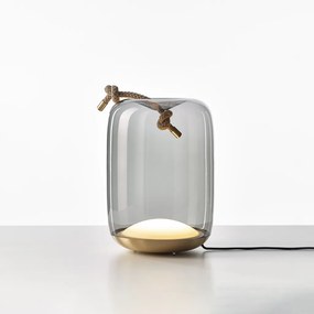 Designová lampička Knot Table Dekor: Kouřové sklo / Mosazný reflektor