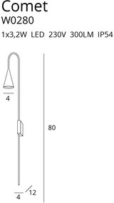 Maxlight W0280 COMET Nástěnné svítidlo 3W LED, IP54, černé