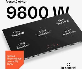 Klarstein PowerGlide indukční varná deska | povrch odolný vůči poškrábání | 5 varných zón | 9800 W | 90 cm
