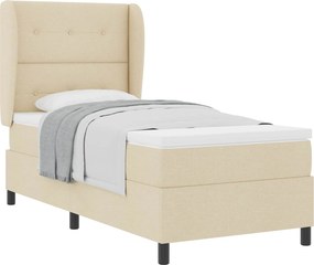 Postel s boxspringem s čelo Krémová 90 x 190 cm textil 3340541