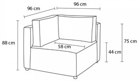 Světle šedý variabilní manšestrový modul pohovky Nihad modular – Bobochic Paris