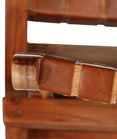Skládací židle vyplétaná hnědá pravá kůže - Default Title