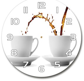 Wallmuralia Skleněné hodiny kulaté Tekoucí káva fi 30 cm