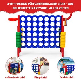 Costway Large 4-v-a-row Jumbo 4-in-a-rad set modrá + – 84 × 33 × 79 cm, červený
