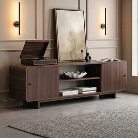 TV stolek v dekoru ořechu v tmavě přírodní barvě 180x52x34 cm Mirel – Nordure