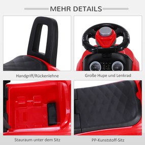 HOMCOM Dětské odrážedlo Quad auto s reproduktorem, bez pedálů, styl závodního auta 62x28x41,5 cm