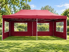 Nůžkový párty stan 3 × 6 m s bočními stěnami, vínový