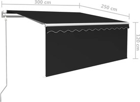 vidaXL Marketos Automatická markýza roleta LED a senzor větru 3x2,5 m antracit
