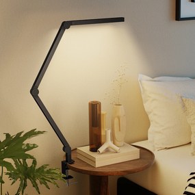 HOMCOM Stolní lampa, nastavitelná jas a barva, kovová svorka, 96 LED, černá