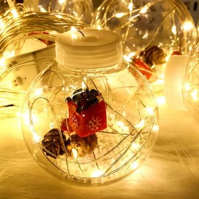 Světelný vánoční LED závěs, koule s dárky, mikro řetěz, 3m Barva: Teplá bílá