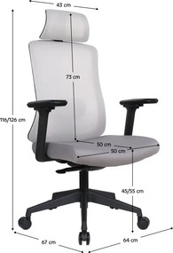 Ergonomická kancelářská židle PART - šedá síťovina / nosnost 150 kg