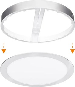 Solight LED mini panel koupelnový 2v1, 3CCT, podhledový/přisazený, 24W, 2040lm, IP54, stříbrná, kulatý