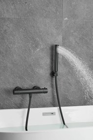 Gamma Gamma, nástěnná sprchová termostatická baterie s ruční sprchovou soupravou, černá matná, GMA-BRYPNT-BK