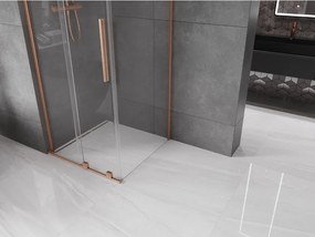 Mexen Velar L, sprchový kout s posuvnými dveřmi 90 x 90 cm, 8mm čiré sklo, měděná matná, 871-090-090-03-65