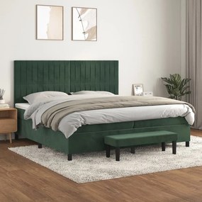 Box spring postel s matrací tmavě zelená 200x200 cm samet 3137986
