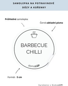 Samolepka na kořenky BARBECUE CHILLI průhledná 5 cm základní písmo