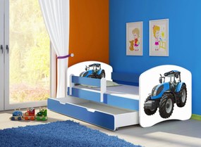 Dětská Postel 2 - Traktor - 160x80 Se šuplíkem Se jménem - Modrá