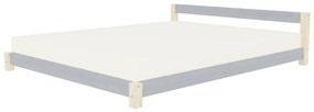 Benlemi Dvoulůžková dřevěná postel COMFY ve scandi stylu Rozměr: 140x200 cm, Zvolte barvu hranolů: Nelakovaná, Zvolte barvu ploch: Tmavě šedá