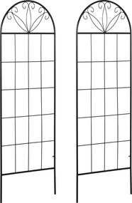 Sada 2 kovových zahradních treláží Outsunny pro popínavé rostliny - 51 x 152 cm černé