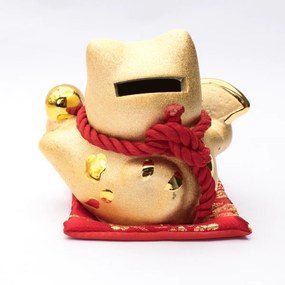 Milujeme Kameny Maneki neko - mávající kočička - soška Feng shui - zlatá barva