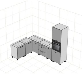 Rohová kuchyně Brick levý roh 240x160 cm (černá/dub craft)