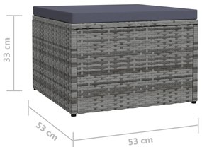 vidaXL Marketos Zahradní podnožka s poduškou šedá polyratan