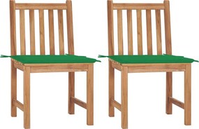 vidaXL Zahradní židle 2 ks s poduškami masivní teakové dřevo [3062924] Barva: Zelená