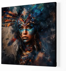 Obraz na plátně - Indiánská žena Hnědá perla FeelHappy.cz Velikost obrazu: 80 x 80 cm