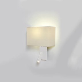 Hranaté textilní nástěnné svítidlo s lampičkou na čtení Corba U Reader Barva svítidla: Bílá, Dekor: Cotonet písčitý