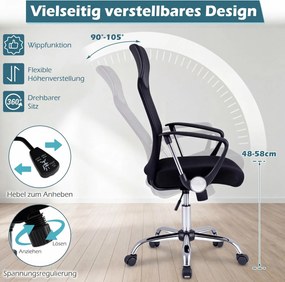 Costway Ergonomická kancelářská židle s funkcí kolébky, výškově nastavitelná