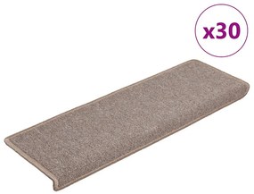 Schodové rohože 30 ks 65 x 21 x 4 cm světle hnědé s obdélníkovým okrajem 3365767