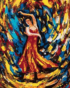 zuty zuty - malování podle čísel - dívka tančící flamenco, 80x100 cm, plátno