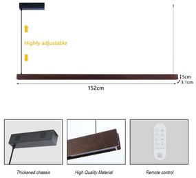 Immax NEO 07301L-LED Stm lustr na lanku MADEIRA 33W/230V Wi-Fi Tuya 152 cm ořech