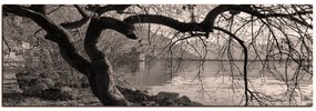 Obraz na plátně - Podzim u jezera - panoráma 5198QA (105x35 cm)