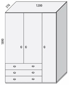 Domestav - DOMINO Skříň šatní kombinovaná velká hloubka 576 buk cink, olejovaný