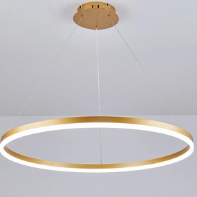 závěsné stropní svítidlo Led Lustr Dálkový Ovladač Ring 60 cm zlatá do obývacího pokoje