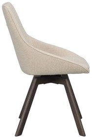 Rowico Světle béžová otočná židle Alison s hnědými dubovými nohami