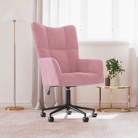 Relaxační křeslo růžové samet 328176
